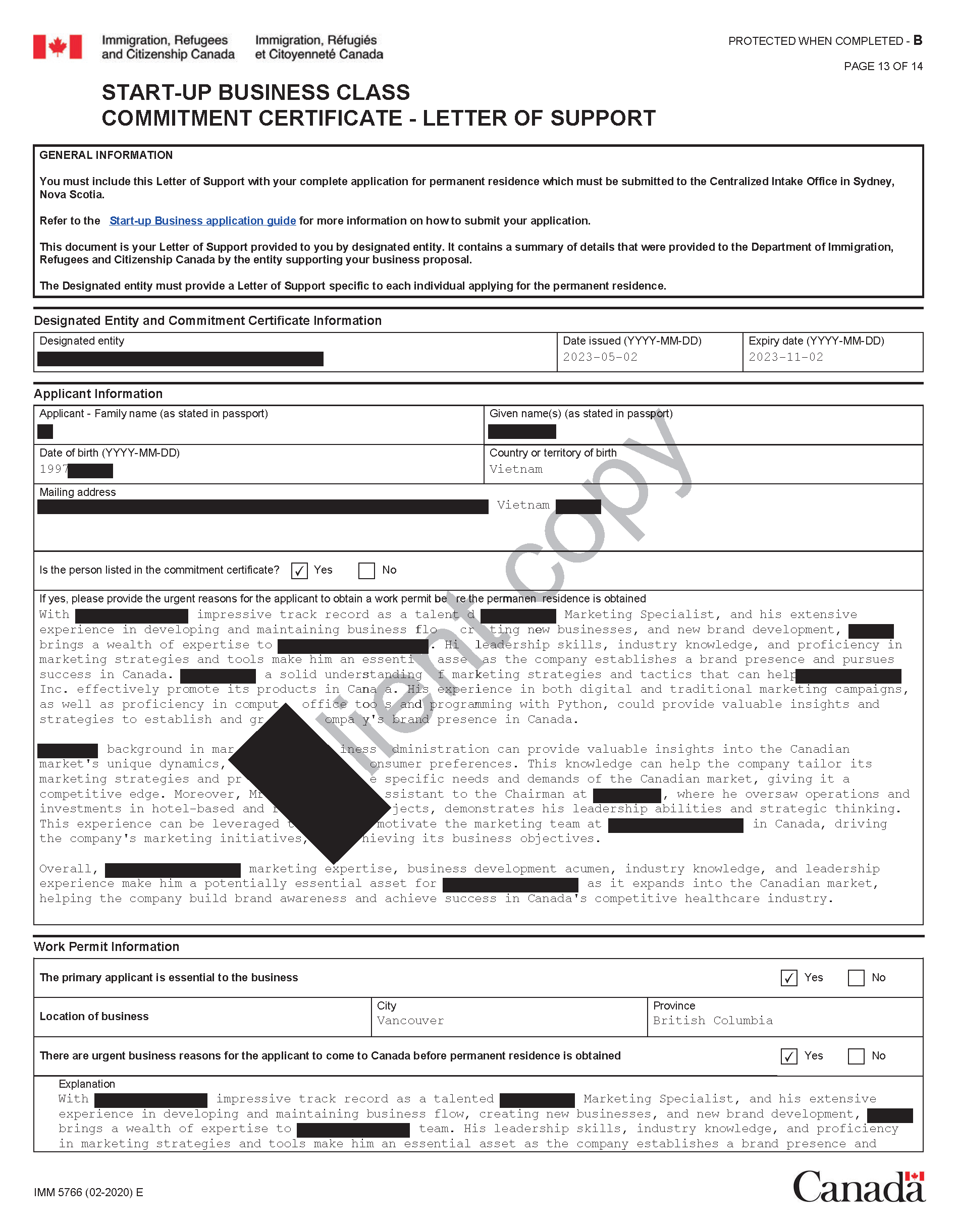 Latest Eterna Canada Start-Up Visa Clients to Receive Letters of Support!